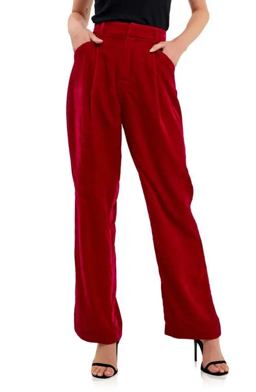 Endless Rose Matte Velvet Trousers - Fuchsia