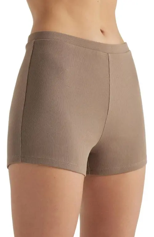 LOSANO Serene Rib High-waisted Shorts - Pine Bark