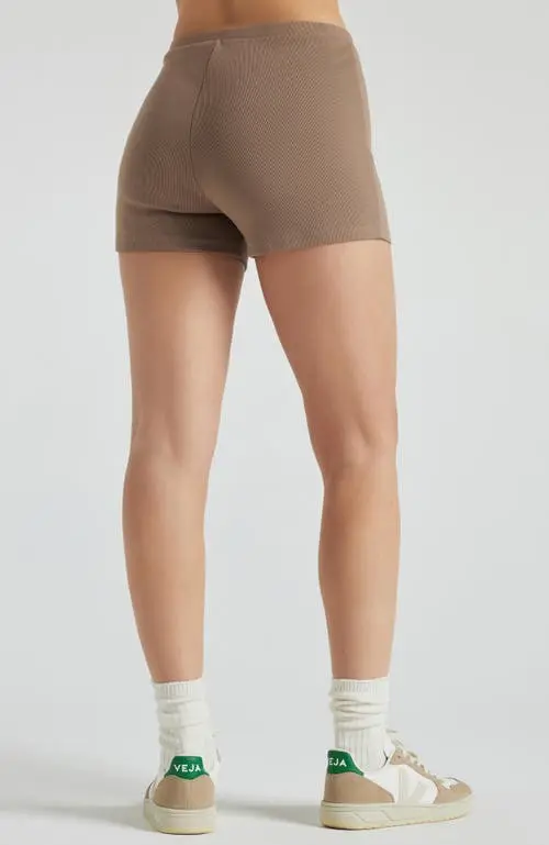 LOSANO Serene Rib High-waisted Shorts - Pine Bark