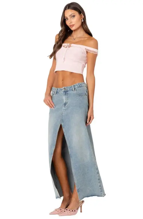 EDIKTED Lace Trim Knit Crop Top