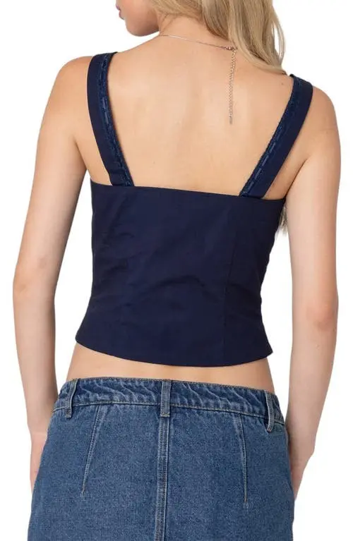EDIKTED Cotton Stretch Poplin Corset Top
