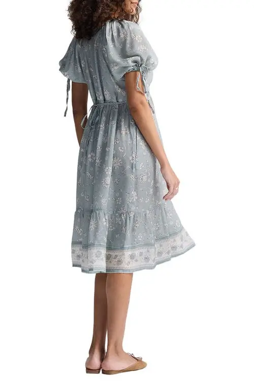 REISTOR Puff Sleeve Floral Midi Dress