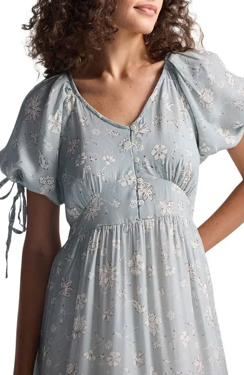 REISTOR Puff Sleeve Floral Midi Dress