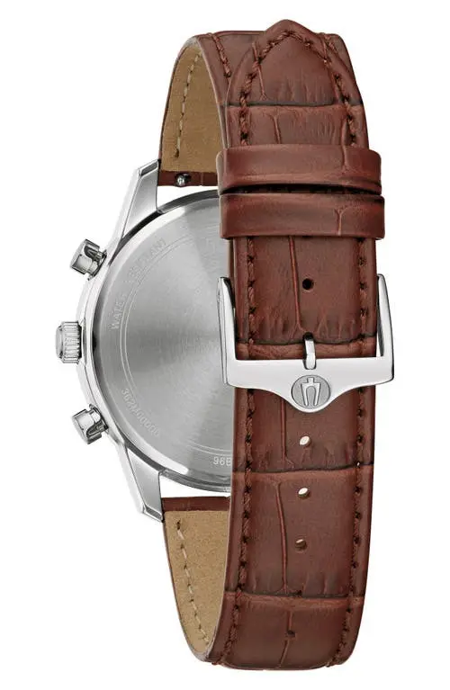 Bulova Sutton Leather Strap Chronograph Watch - Silver-tone