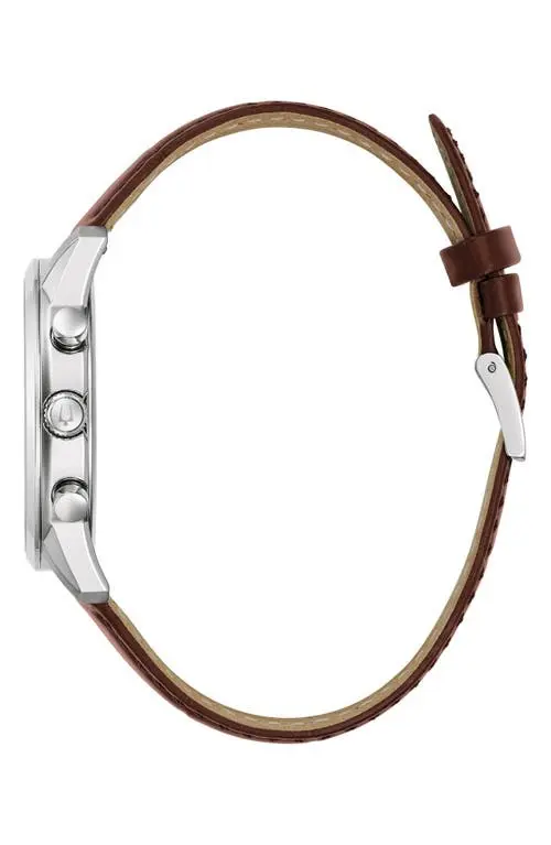 Bulova Sutton Leather Strap Chronograph Watch - Silver-tone