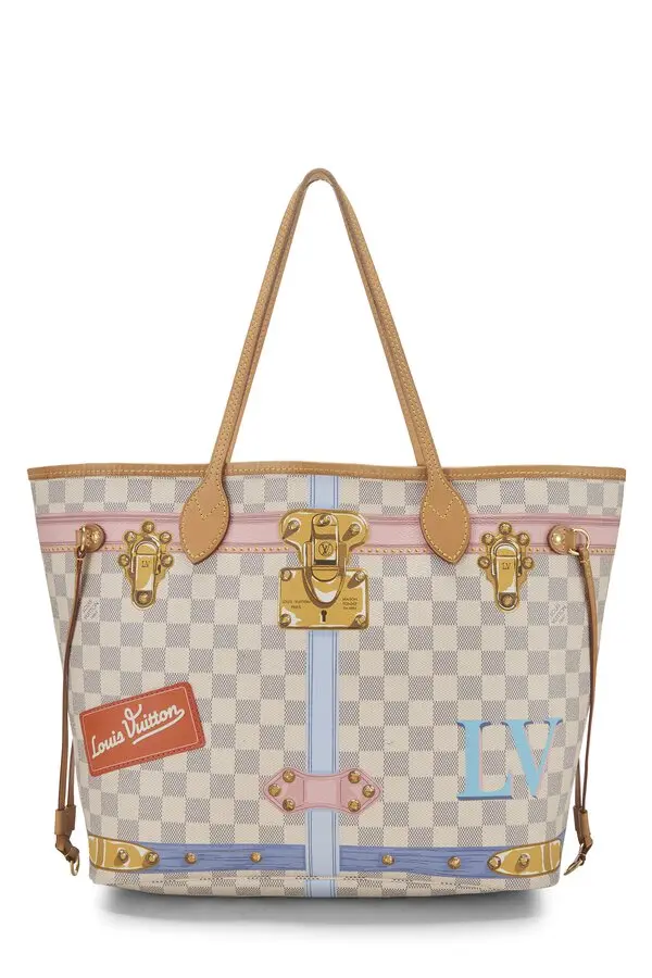LOUIS VUITTON Damier Azur Trunk Neverfull - White