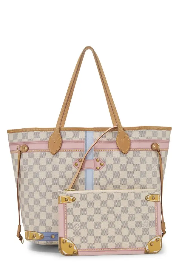 LOUIS VUITTON Damier Azur Trunk Neverfull - White