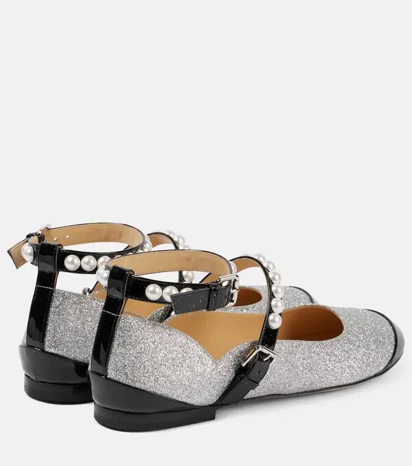 Mach & Mach Embellished Glitter Mary Jane Flats
