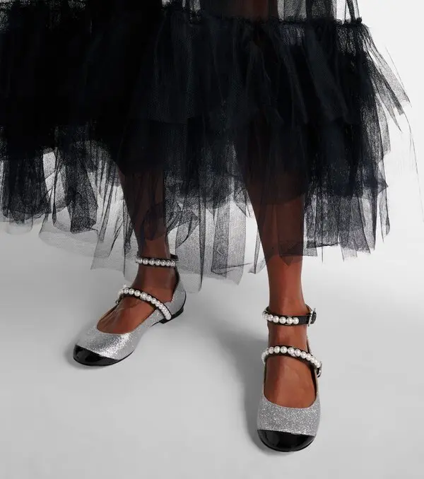 Mach & Mach Embellished Glitter Mary Jane Flats