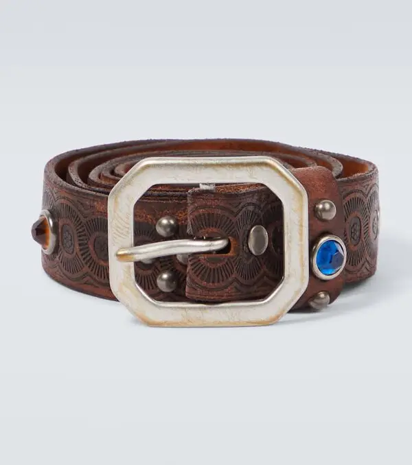 Ralph Lauren Rasco Embellished Leather Belt - Brown