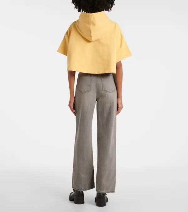 Marni Printed Cropped Cotton Hoodie In Yellow - 60% Off | Editorialist