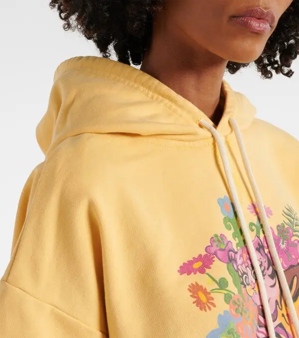 Marni Printed Cropped Cotton Hoodie In Yellow - 60% Off | Editorialist