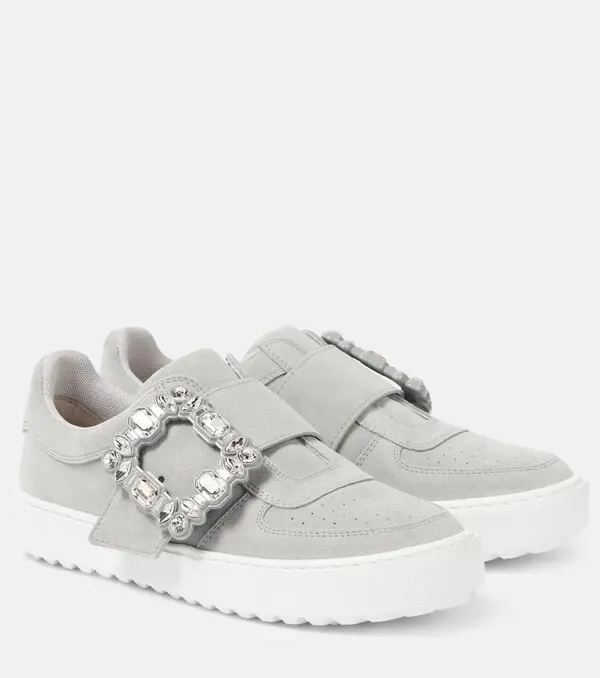 ROGER VIVIER Very Vivier Embellished Sneakers - Grey