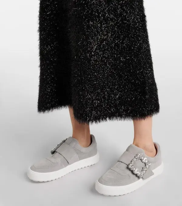 ROGER VIVIER Very Vivier Embellished Sneakers - Grey