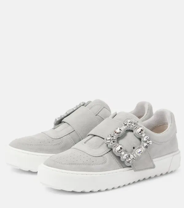 ROGER VIVIER Very Vivier Embellished Sneakers - Grey