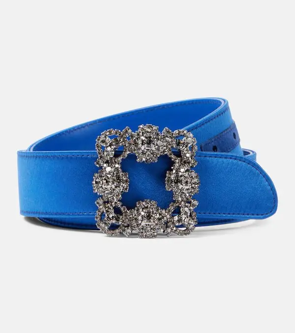 Manolo Blahnik Embellished Satin Belt - Blue