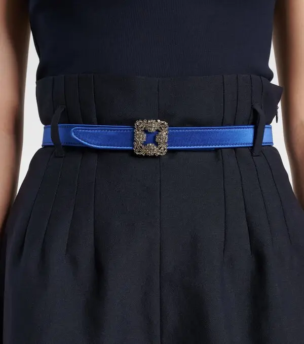 Manolo Blahnik Embellished Satin Belt - Blue