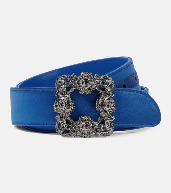 Manolo Blahnik Embellished Satin Belt - Blue