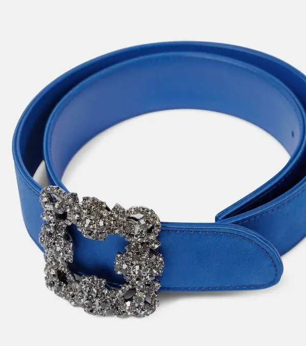 Manolo Blahnik Embellished Satin Belt - Blue