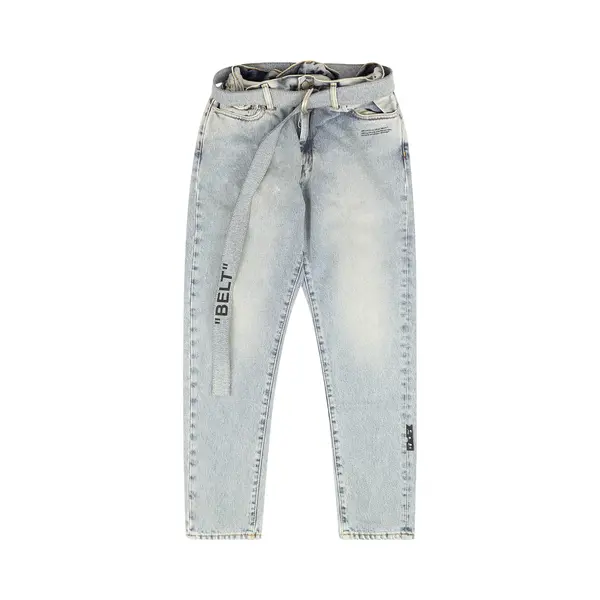 Off-White Slim Low Crotch Belted Jeans - Black