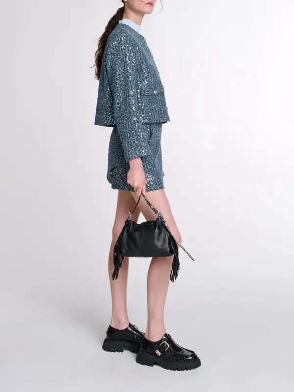 Maje Cotton Sequined Tweed Jacket
