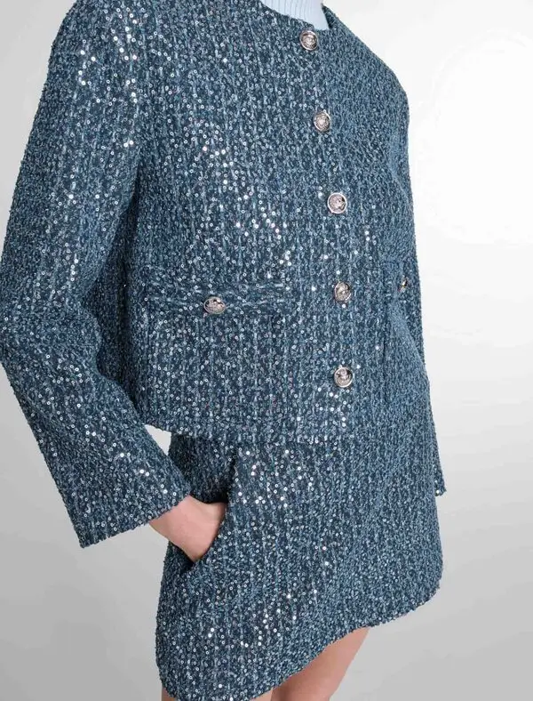 Maje Cotton Sequined Tweed Jacket