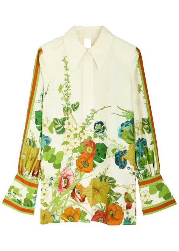 ALEMAIS Constance Floral-print Silk-satin Shirt - Multicoloured