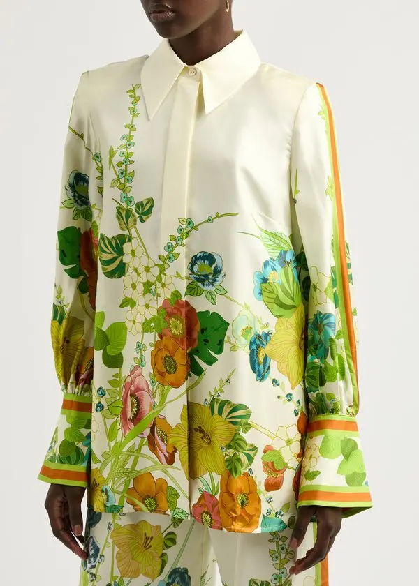 ALEMAIS Constance Floral-print Silk-satin Shirt - Multicoloured