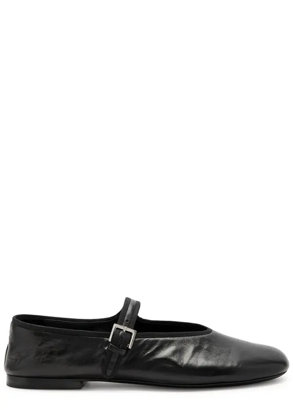 THE ROW Boheme Leather Mary Jane Flats - Black