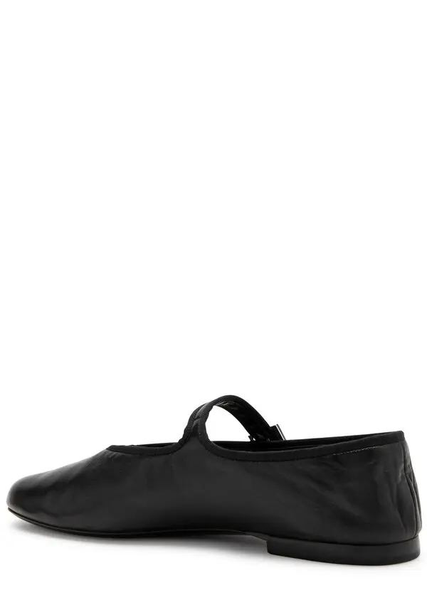 THE ROW Boheme Leather Mary Jane Flats - Black