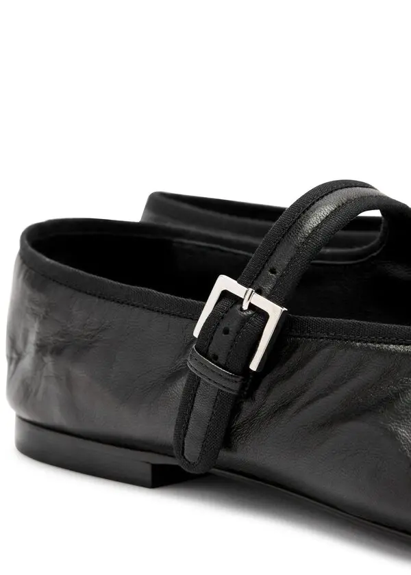 THE ROW Boheme Leather Mary Jane Flats - Black