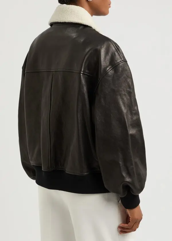 Khaite Shellar Leather Bomber Jacket - Black