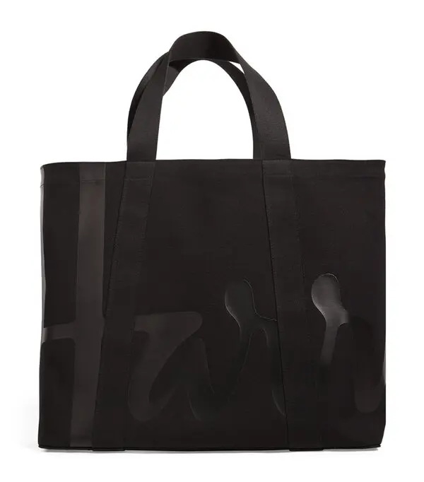Harrods Large Cotton Logo Tote - Black