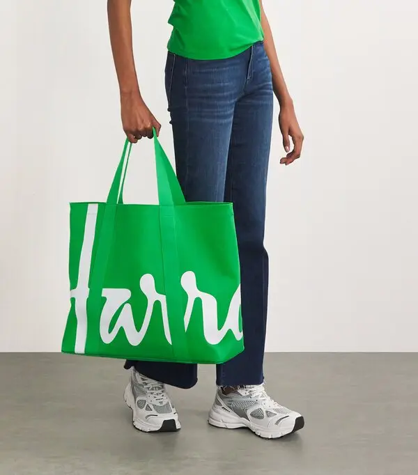 Harrods Cotton Logo Tote Bag - Green