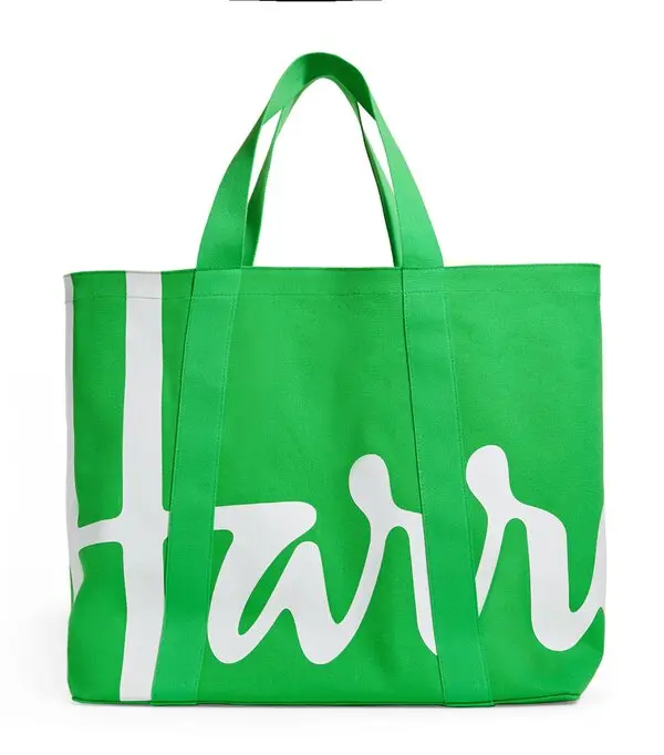 Harrods Cotton Logo Tote Bag - Green