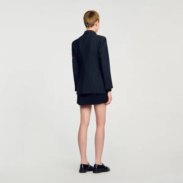 Sandro Striped Suit Jacket - Black
