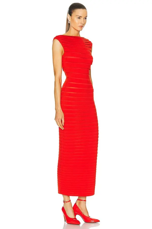 Alaïa Striped Midi Dress