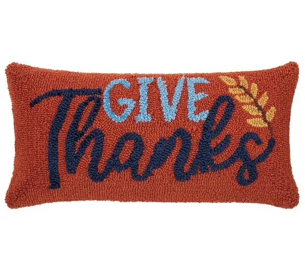 VALERIE PARR HILL Give Thanks Hooked Pillow Valerie - One-color