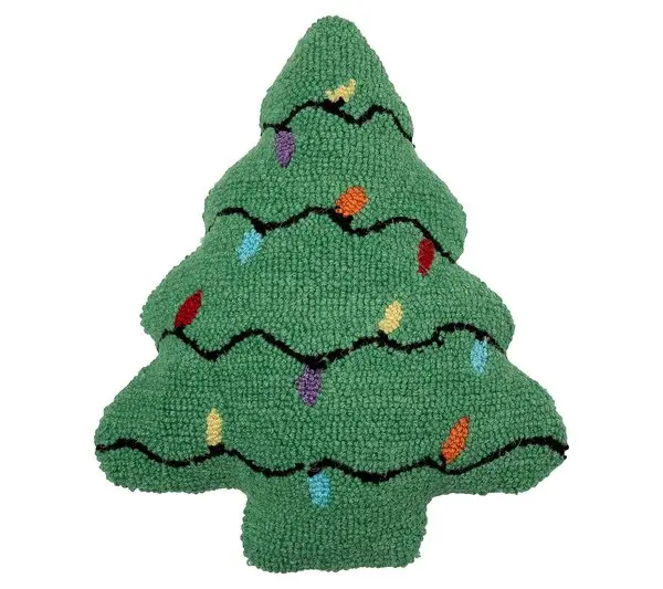 VALERIE PARR HILL Christmas Tree Shaped Hooked Pillow Valerie - One-color