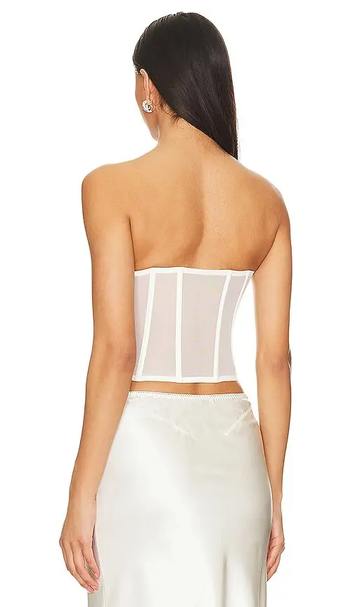 FLEUR DU MAL Floral Bow Embroidery Corset Top