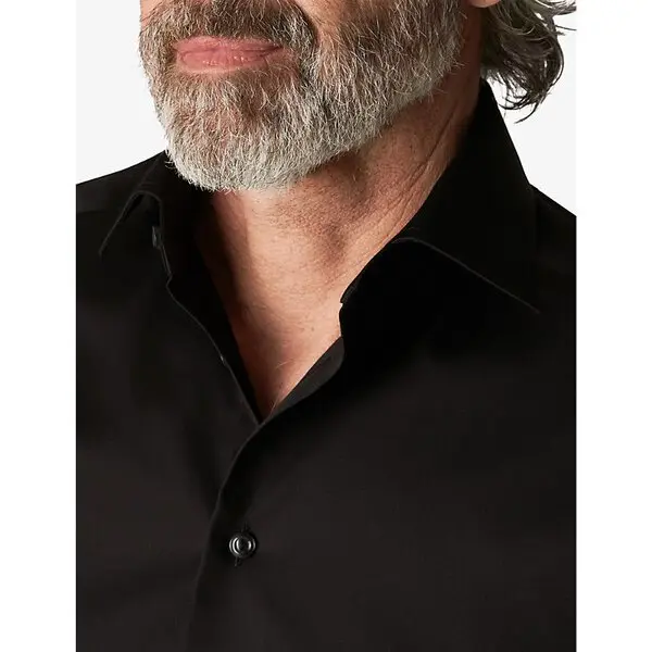 Eton Cutaway-collar Single-cuff Slim-fit Cotton-twill Shirt - Black
