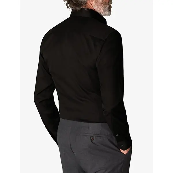 Eton Cutaway-collar Single-cuff Slim-fit Cotton-twill Shirt - Black