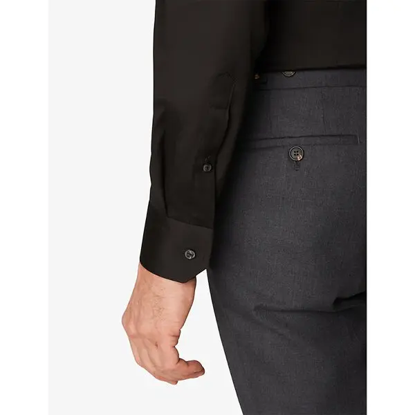 Eton Cutaway-collar Single-cuff Slim-fit Cotton-twill Shirt - Black