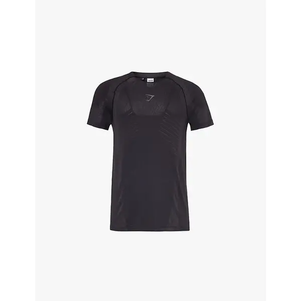 GYMSHARK Apex Seamless Brand Print Woven Slim Fit T-shirt - Gs Black/gs Dark Grey