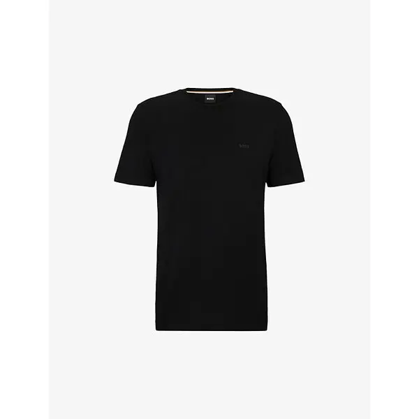 BOSS Logo-print Regular-fit Cotton T-shirt - Black