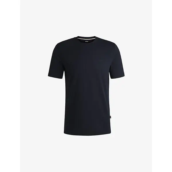 BOSS Logo-print Regular-fit Cotton T-shirt - Dark Blue