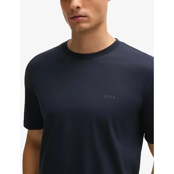 BOSS Logo-print Regular-fit Cotton T-shirt Xxxl - Dark Blue
