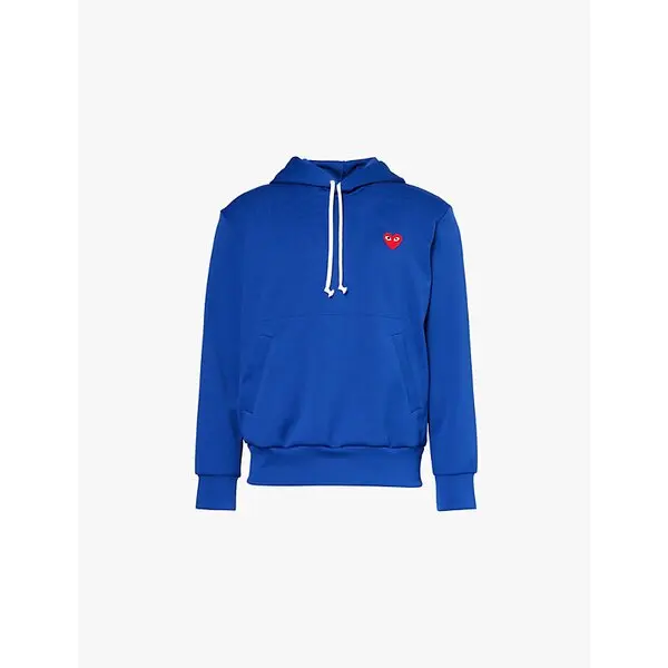 Play Comme Des Garcon Regular-fit Tech-knit Woven Hoody - Navy