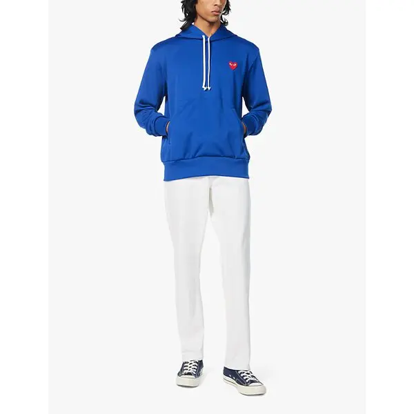 Play Comme Des Garcon Regular-fit Tech-knit Woven Hoody - Navy
