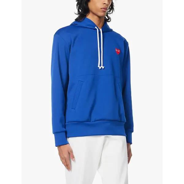 Play Comme Des Garcon Regular-fit Tech-knit Woven Hoody - Navy